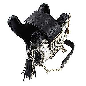 Mary Frances Greatest Hits Beaded Guitar Crossbody Handbag Purse, Black/White