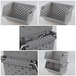 EudokkyNA 4 Pack Stackable Storage Basket, Large Stacking Baskets