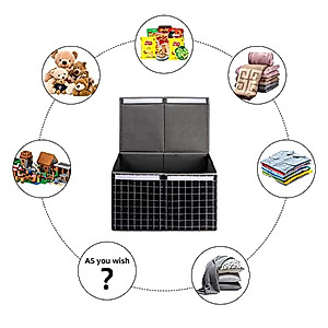 JEWERADO Kids Toy Box Chest storage with Handles, Large Collapsible Toy Chest and Boxes Organizers Decorative Holders, Fit for Nursery, Playroom, Closet (Medium, Square Pattern)