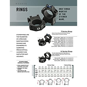 Steiner unisex adult 5958 H-Series Ring, 30mm, 1" H Series Lightweight Ring 30mm Med 1 , Multi, Medium 1.0 US