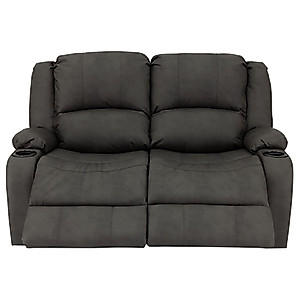 RecPro Charles 58" Powered Double RV Wall Hugger Recliner Sofa RV Loveseat with Upgraded 2023 Fabric (Gunmetal)