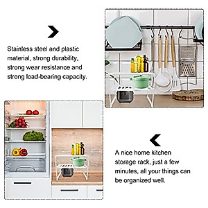 HONMEET Sink Rack Cabinet Storage Shelf Rack Under Sink Storage Organizer Under Sink Rack Racks for Storage Shelves Kitchen Utensils Holder Bathroom Storage Rack White Kitchen Utensils Pan