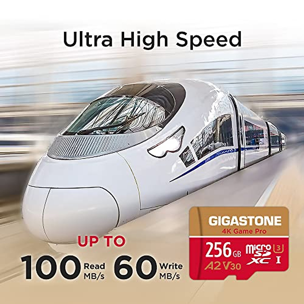 [5-Yrs Free Data Recovery] Gigastone 256GB Micro SD Card, 4K Game Pro, MicroSDXC Memory Card for Nintendo-Switch, GoPro, Action Camera, DJI, UHD Video, R/W up to 100/60MB/s, UHS-I U3 A2 V30 C10