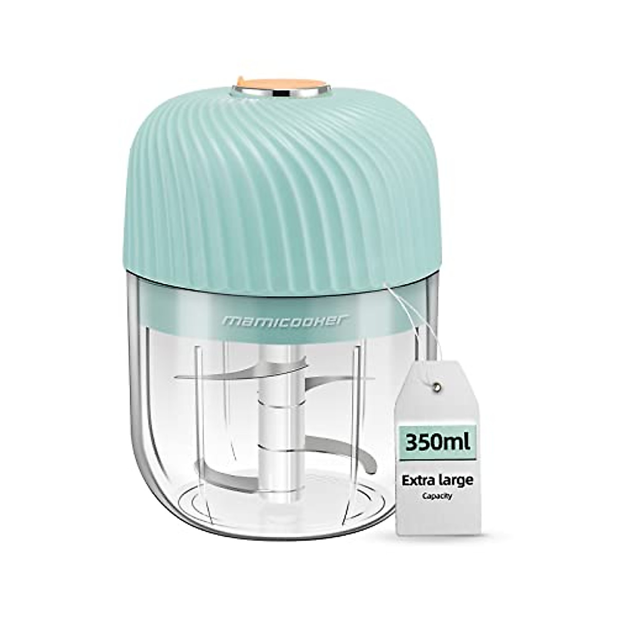 Electric Garlic Chopper, Portable Veggie Chopper, 350ML Garlic Grinder Masher Onion Chopper, Blender to Vegetable, Cordless Food Processor for Ginger, Chili, Fruit, Meat, Spices, Beans, etc(Green)