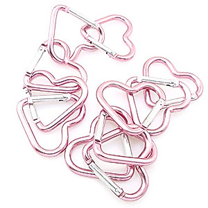 Lind Kitchen 10pcs Heart-shaped Aluminum Snap Hook Clip Key Holder, Keychain Clip (Light Pink)