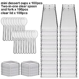 Tisovixo Clear Dessert Cups with Lids and Spoons, 100 Pack 5.4oz Mini Dessert Cups,Parfait Appetizer Cup, Reusable Mini Tumbler Serving Cups for Party Desserts Halloween Thanksgiving Christmas