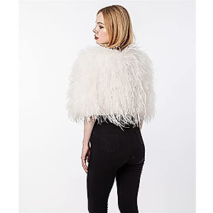 Women Ostrich Fur Pink Feather Small Shawl Cape for Wedding for Party Bride Furry White Color Blush Fluffy Luxurious Romantic