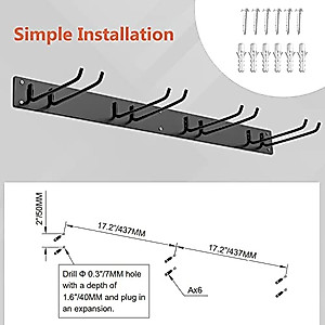 Goplus Garden Tool Organizer, Wall-Mounted Garage Tool Storage Rack with 8 Hooks, 36 Inch Yard Lawn Tool Hanger, Heavy Duty Metal Utility Rack for Shovel, Broom, Rake, Mop, Max Load 330 LBS