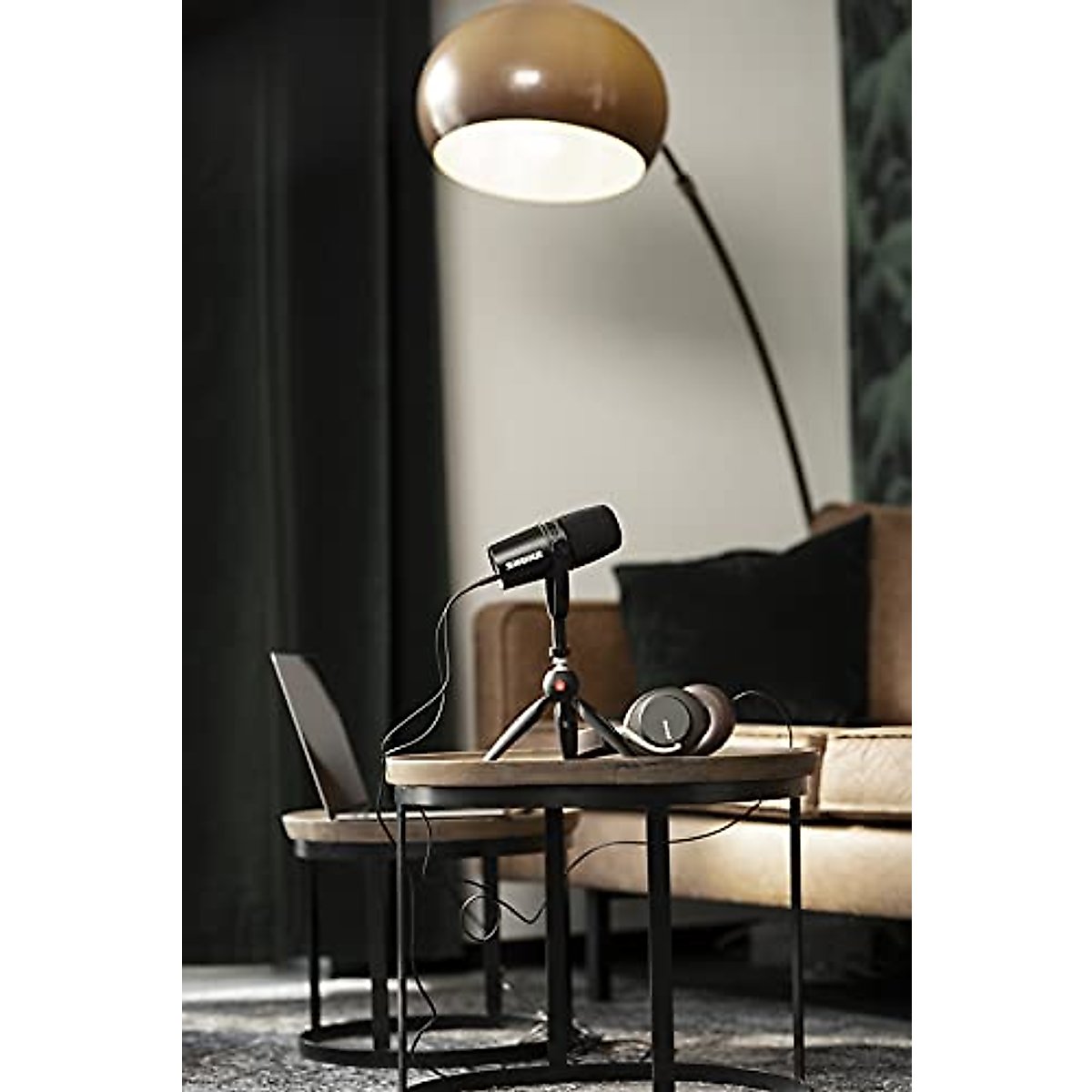 Shure MV7 USB Microphone with Tripod, for Podcasting, Recording, Streaming & Gaming, Built-in Headphone Output, All Metal USB/XLR Dynamic Mic, Voice-Isolating Technology, TeamSpeak Certified - Black