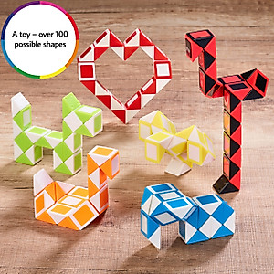 CUBIDI® Magic Snake Cube | Fidget Snake Toy for Kids | Travel Toys for Kids Ages 4-8 | Great Gift for Boys and Girls Birthday, Easter basket Stuffers | 0.35 inch x 0.55 inch | Set of 6