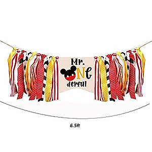 Mickey Theme 1st Birthday Party Decorations,Mickey Mr Onederful High Chair Banner. Mr Onederful Decorations for Events, Onederful Decorations for Kids' 1st Birthday Party.…