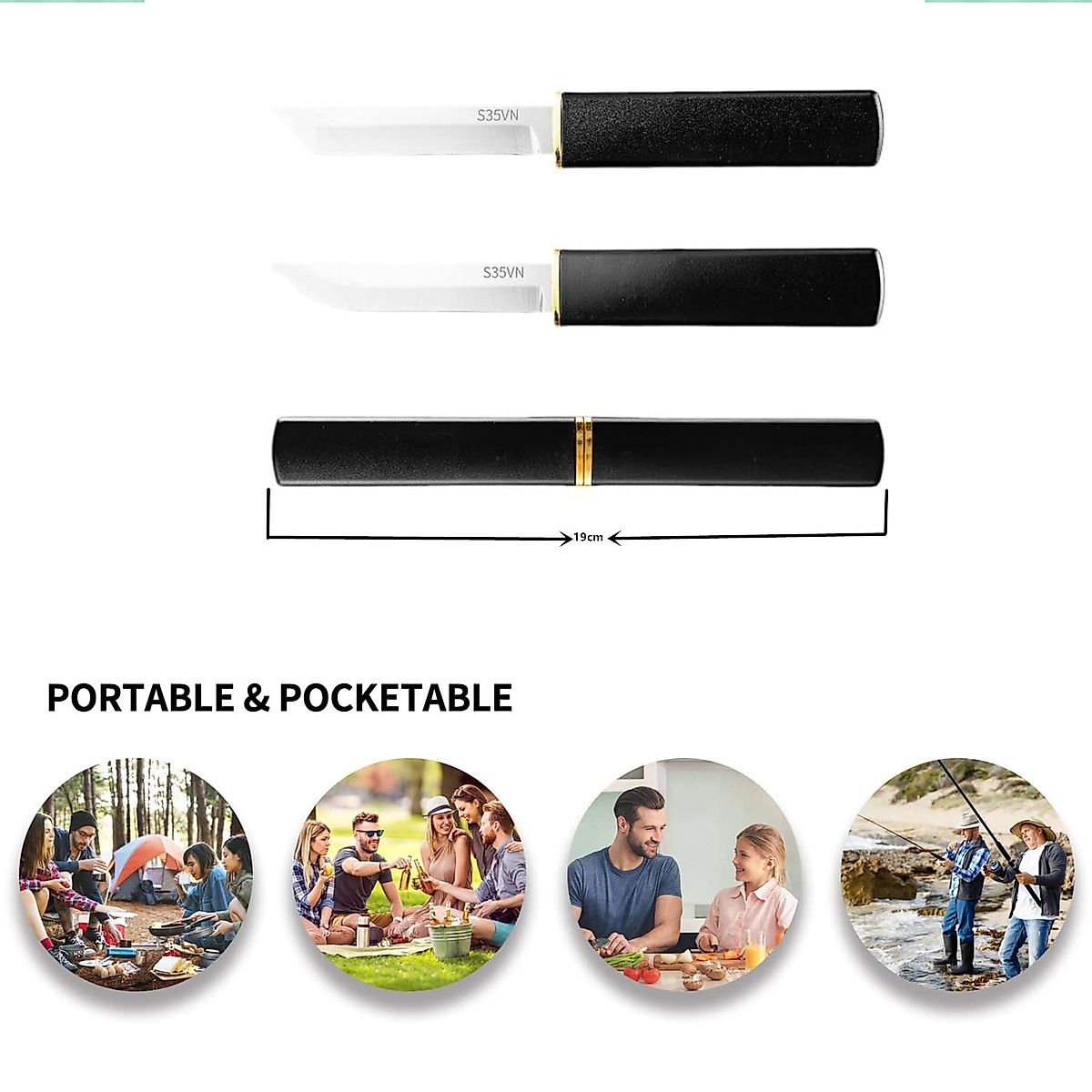 UNROEVS Kitchen knife Set,Double Knife with Stainless Steel Paring Knife Bundle with XC02 Mini Flashlight Rechargeable with Seatbelt Cutter,Pocket Flashlights High Lumens 5 Modes