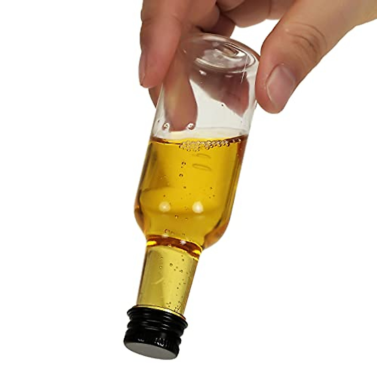 Cedilis 50 Pack 1.7floz Mini Liquor Bottles with Funnels, Airtight Plastic Spirit Bottle with Black Cap, Little Empty Clear Alcohol Shot Bottles, Miniature Bottles for Baby Shower, Weddings(50ml)