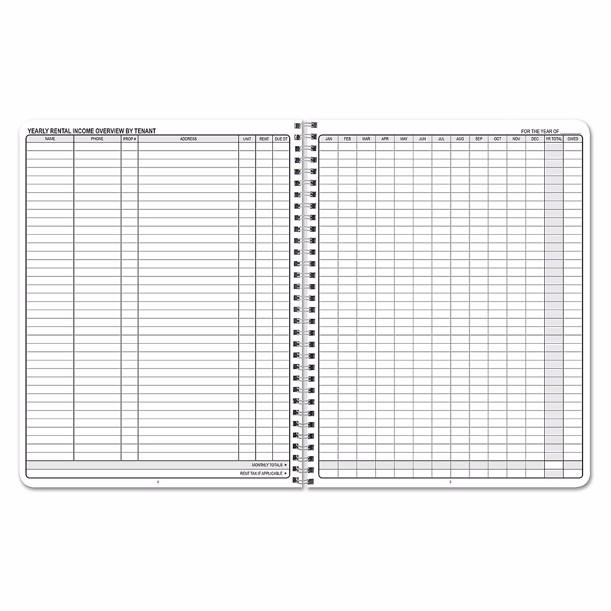 BookFactory Rental Property Record Book/Landlord Renter Record Keeping Log Book - Wire-O, 100 Pages, 8.5" x 11" (LOG-100-7CW(RentalProperty)-RX)