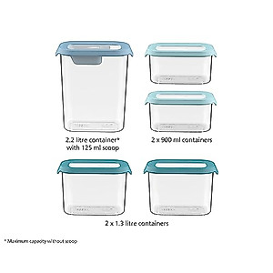 Joseph Joseph CupboardStore Airtight Easy Pour Food Storage Container Scoop, 5-Piece Set, Opal
