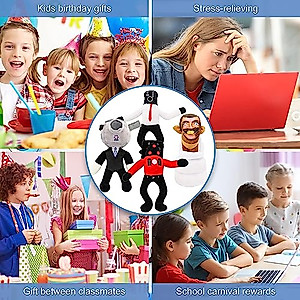 novcit 11 Inches Skibidi Toilet Plush, Speakerman Cameraman Plushies Toys Toy Stuffed Animal Plushie Doll Stuffed Plushie Doll Toys Collectible Gifts for Kids Fans (4Pcs)