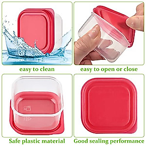 12 Pack Salad Dressing Container To Go Small Reusable Plastic Freezer Food Storage Container Jars with Lids 3.38 oz/100 ml Colorful Salad Dressing Container Mini Meal Prep Sauce Cups Freezer & Dishwasher Safe(3.38, Square, 12, PFC002)