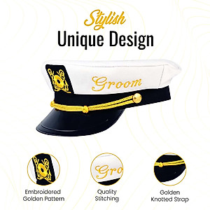 Bachelor Party Captain's Hat - Groom to Be Nautical Bachelor Hat | Funny Accessory Boats n' Hoes Bridal Shower Accessories Men Gifts Decorations Decor Wedding Ideas Boating Hats White Boat Cap Favors