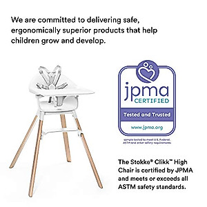 Stokke Clikk High Chair, White - All-in-One High Chair with Tray + Harness - Light, Durable & Travel Friendly - Ergonomic with Adjustable Features - Best for 6-36 Months or Up to 33 lbs