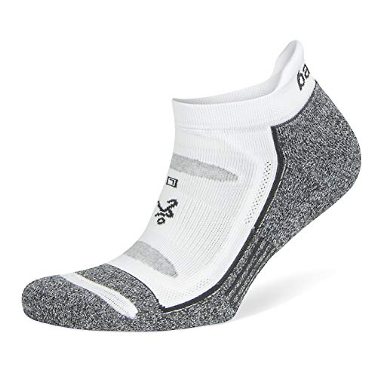 Balega Blister Resist Performance No Show Athletic Running Socks for Men and Women (1 Pair), White/Grey, Large