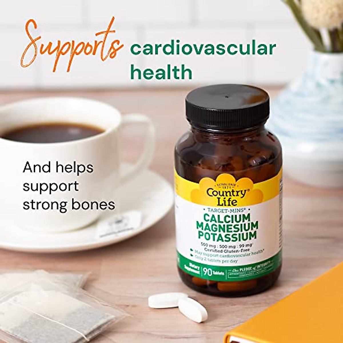 Country Life Target-Mins - Cardiovascular Health Support with Magnesium, Potassium & Calcium, Free-Form Amino Acids, Zinc-Free Electrolyte Supplement