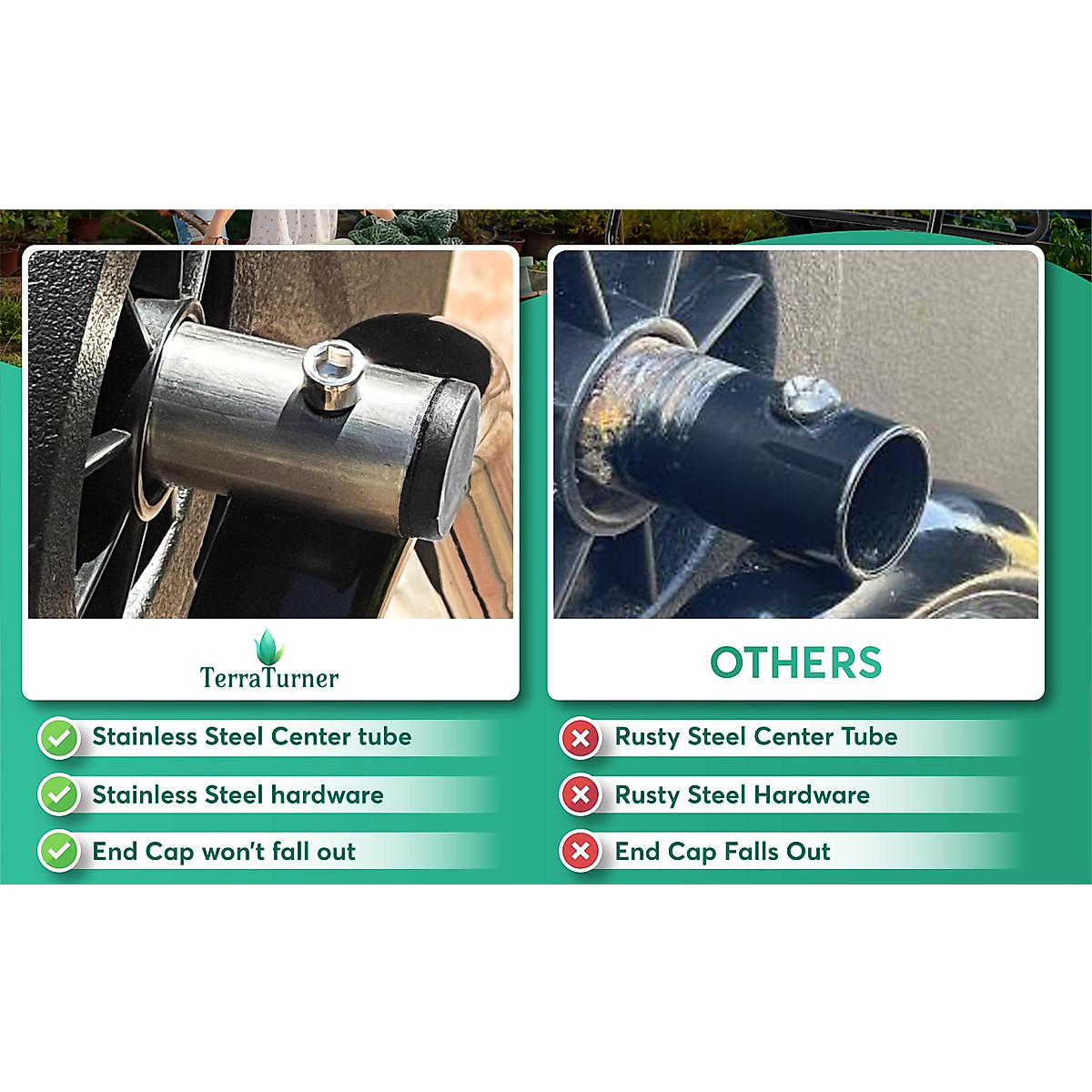 TerraTurner Tumbling Composter, Stainless Steel Center Tube, Dual Batch, 43 Gallon