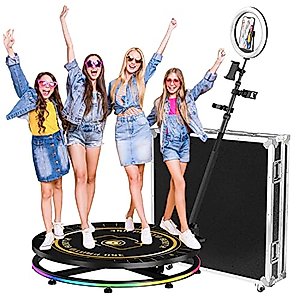 360 Photo Booth Machine for Parties 39.4"(100cm) with Flight Case Custom Logo 3-5 People to Stand Software APP Control, FUTOBOOZ 360 Video Camera Booth Selfie Platform Spin 360 Automatic Slow Motion