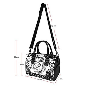 Liquorbrand Liquor Brand Ouija Board II Occult Horror Goth Round Purse Handbag, Black, Medium