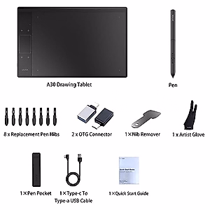VEIKK A30 V2 Drawing Tablet 10x6 Inch Graphics Tablet with Battery-Free Pen and 8192 Professional Levels Pressure