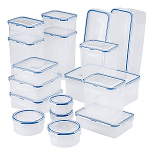 LocknLock Easy Essential Storage Set/Food Containers Airtight Bins/BPA-Free/Dishwasher Safe, 38 Piece, Clear