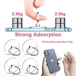 4 Pcs KutumyQC Cell Phone Ring Holder Stand Diamond Transparent Finger Grip Clear 360° Degree Rotation Kickstand Compatible iPhones and All Phones (Silver Pink Blue Aquamarine)