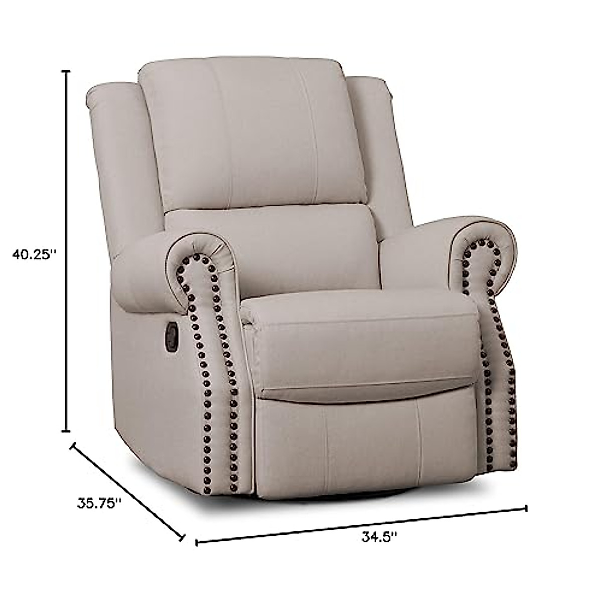 Delta Home Denham Recliner Glider Swivel Chair, Wood, Flax
