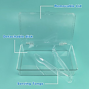 Wensdr Bacon Container with Serving Tong for refrigerator Cheese Storage Container with Lid Large Capacity Plastic Lunch Meat Container