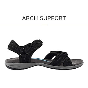 CAMEL CROWN Women's Hiking Sport Sandals Ultra Comfortable Athletic Walking Sandals with Arch Support for Outdoor Travel Beach Backpacking Black 8.5