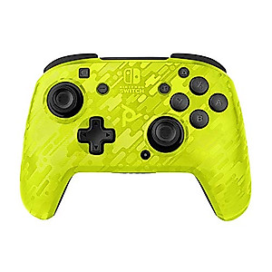 PDP Gaming Faceoff Deluxe Wireless Switch Pro Controller - Yellow Camo / Camouflage - Officially Licensed by Nintendo - Customizable buttons, sticks, triggers, and paddles - Motion Sensing Controllers