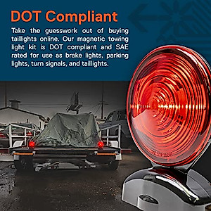 TRUE MODS 20' Magnetic LED Trailer Tail Towing Light Kit [DOT FMVSS-108] [SAE STIP] [IP67 Submersible Waterproof] [55lb Magnet] Turn Brake Parking Lights for Truck RV Boat Car Bike Trailer
