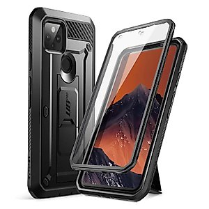 SupCase Unicorn Beetle Pro Series Case for Google Pixel 5 (2020 Release), Full-Body Rugged Holster Case with Built-in Screen Protector (Black)