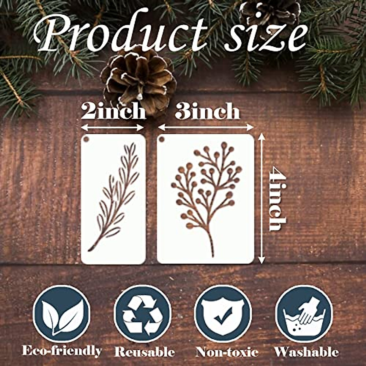 Leaf Stencils for Crafts Small Leaves and and Branches Paint Plant Stencil for Painting On Wood Wall Card Making, Tiny Nature Vine Herb Essential Art Stencils for Adults Kids (50 Leaves)