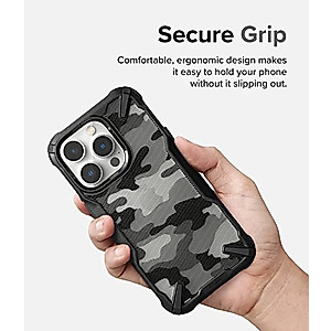 Ringke Fusion-X [Military Design] Compatible with iPhone 14 Pro Case 6.1 Inches, Camouflage Hard Back Heavy Duty Shockproof Advanced Protective Bumper Cover - Camo Black