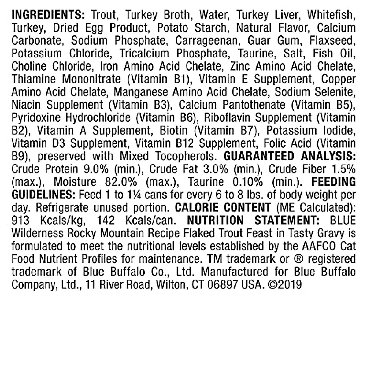 Blue Buffalo Wilderness Rocky Mountain Recipe High Protein, Natural Adult Flaked Wet Cat Food, Trout Feast in Tasty Gravy 5.5-oz cans (Pack of 24)