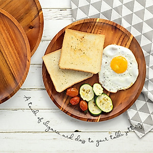 FANICHI Wooden plates (set of 3-11inch) Dinner Plates, Acacia Round Wood Plates, Unbreakable Classic Plates, Easy Cleaning & Lightweight for Dishes Snack, Dessert, Housewarming, Christmas Gift