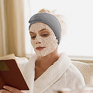 Leaflai Spa Headband, 4Pcs Make Up Wrap Head Terry Cloth Headbands with Adjustable Magic Tape Non-slip Stretchable Sport Towel for Woman Face Washing, Bath, Makeup, and Sport (12Pcs Gray)
