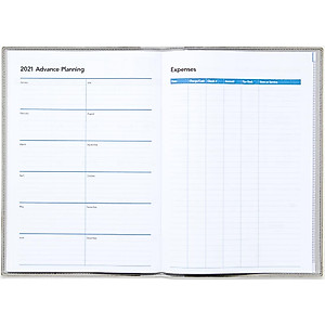 2024 Monthly Calendar Planner Organizer Date Log | 14 Month-at-a-Glance 10 X 7 Grey Sleek Denim Cover Blue Strip - Appointment Agenda Goals Accountability Meetings Book to Do List Time Management