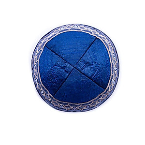 EMANUEL Yair Blue Magen David Star Embroidered Kippah Yamaka (YME-14B)