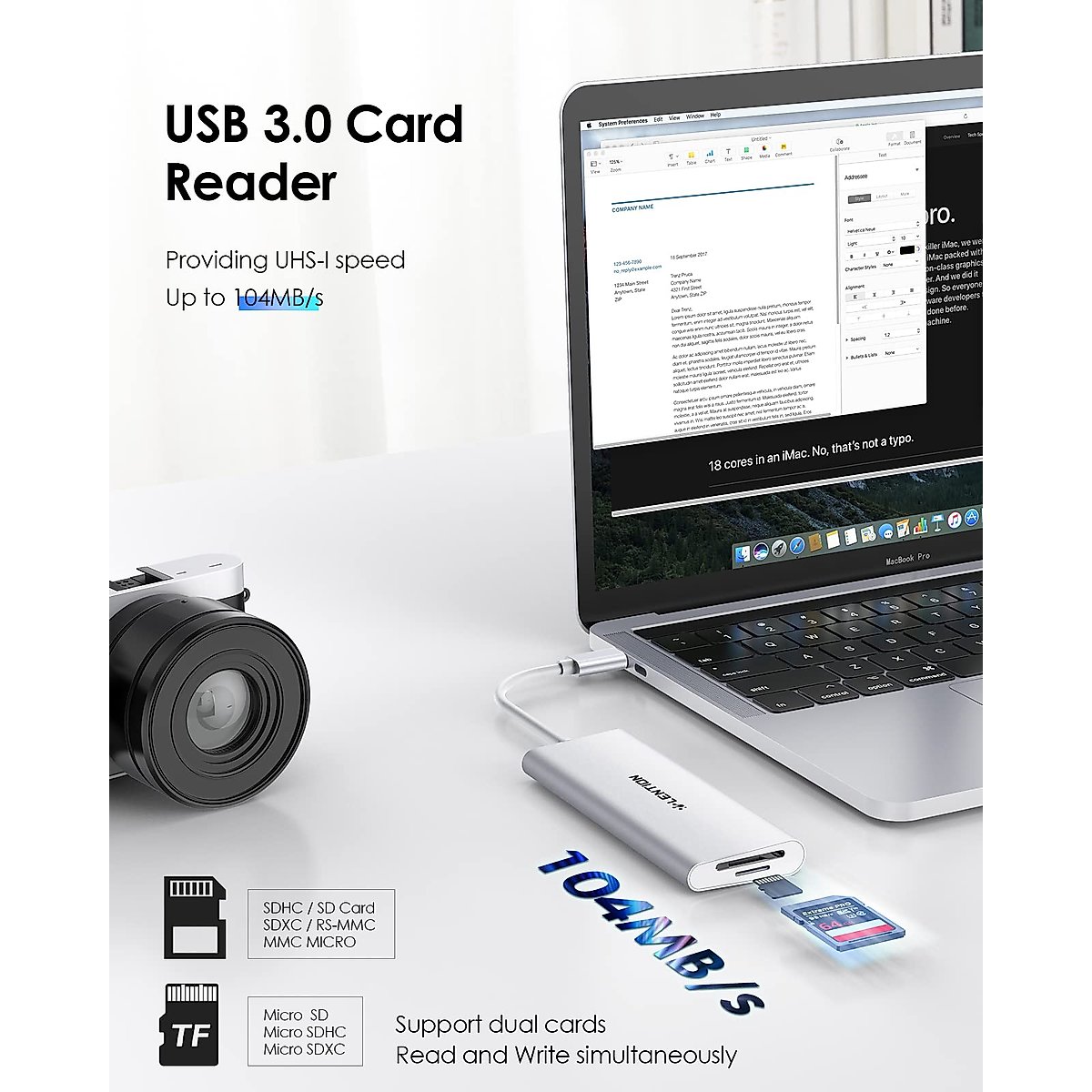 LENTION USB C Hub with 4K HDMI, 3 USB 3.0, SD/Micro SD 3.0 Card Reader, Compatible 2023-2016 MacBook Pro, New Mac Air/Surface, Chromebook, iPhone15 or More, Stable Driver Adapter (C34, Silver)