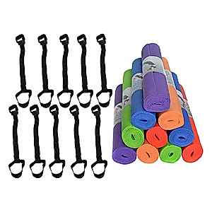 Hello Fit 10-Pack Yoga Mat With Carrying Strap, 68" x 24" Non Slip Exercise Mat, 4mm Thick Gym Mat, Bulk Non Toxic Yoga Mats for Schools and Studios, Assorted