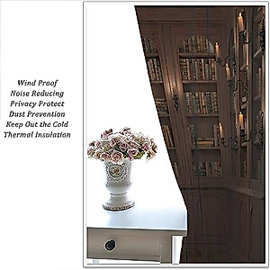 Bookshelf Blackout Curtains,Vintage Literature Books On Bookcase Rod Pocket Thermal Insulated Drapes 42x63in