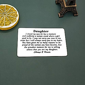 Jielahua Engraved Wallet Card for Daughter's Graduation, Birthday, Christmas - Gift from Mom, Dad, Proud of Daughter