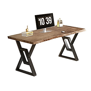 Sihtengxxhongs Rustic Brown 55-inch Solid Wood Computer Desk - Modern Gaming Workbench for Home Office, Modern Simple Design, Ideal for Study, Writing, Dining