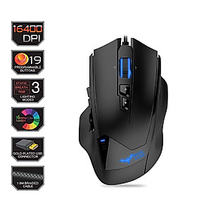 Gamerz GMZ-M2 12000 DPI 19 Programmable Buttons Optical Sensor Pixar PMW 3360 MMO Gaming Mouse - Black